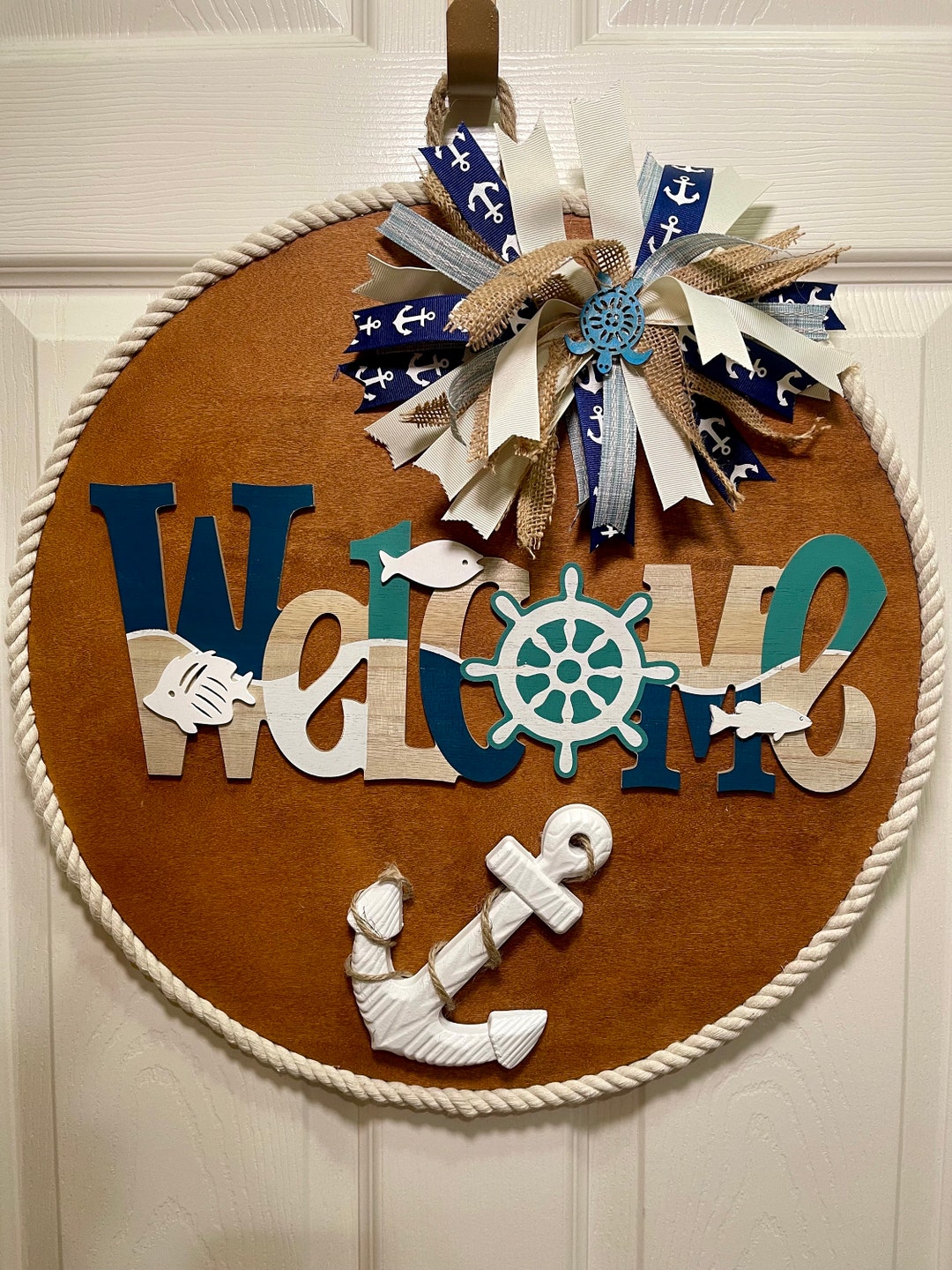 Front Door Welcome Decor, Nautical Door Decor, Year Around Door Hanger ...