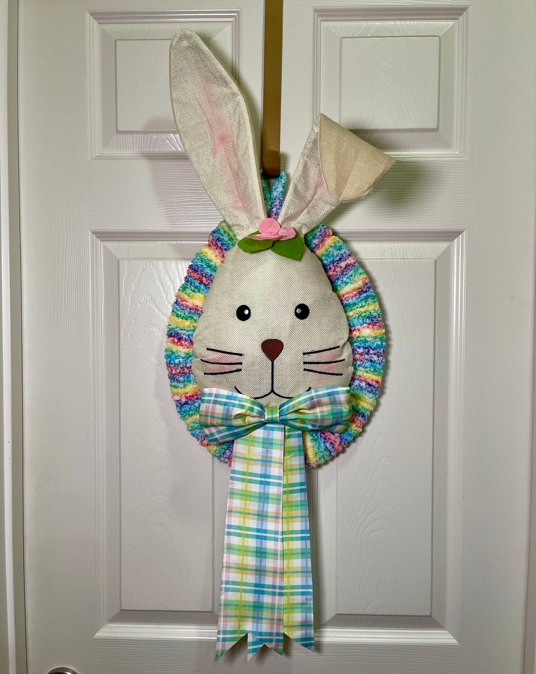 Colorful Easter Bunny Wreath, Easter Bunny Decor - Etsy