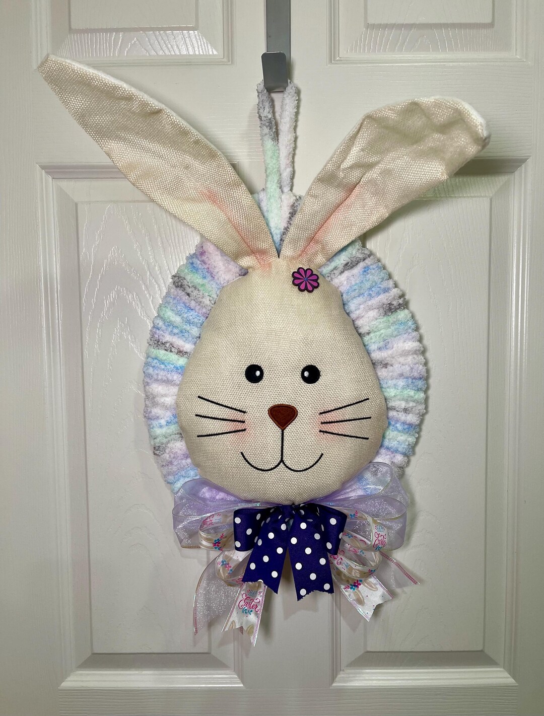 Colorful Rainbow Easter Bunny Door Decor Pastel Bunny Spring Door ...