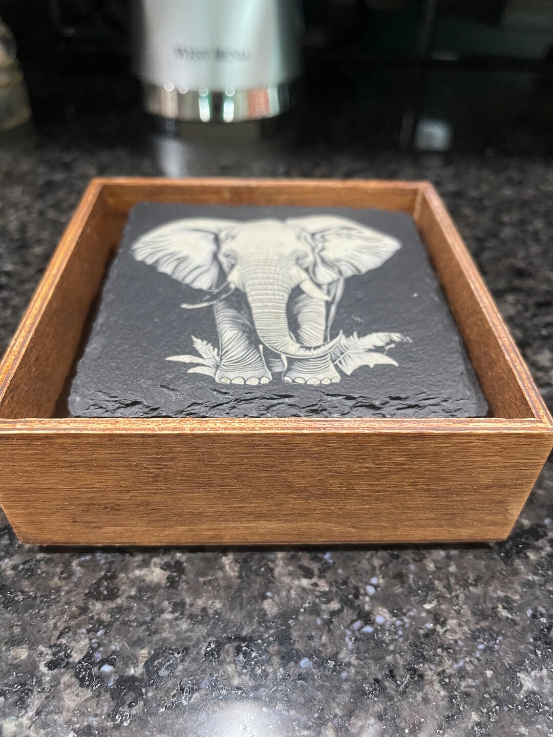 Elephant Slate Rock Coaster Set/4 - Etsy