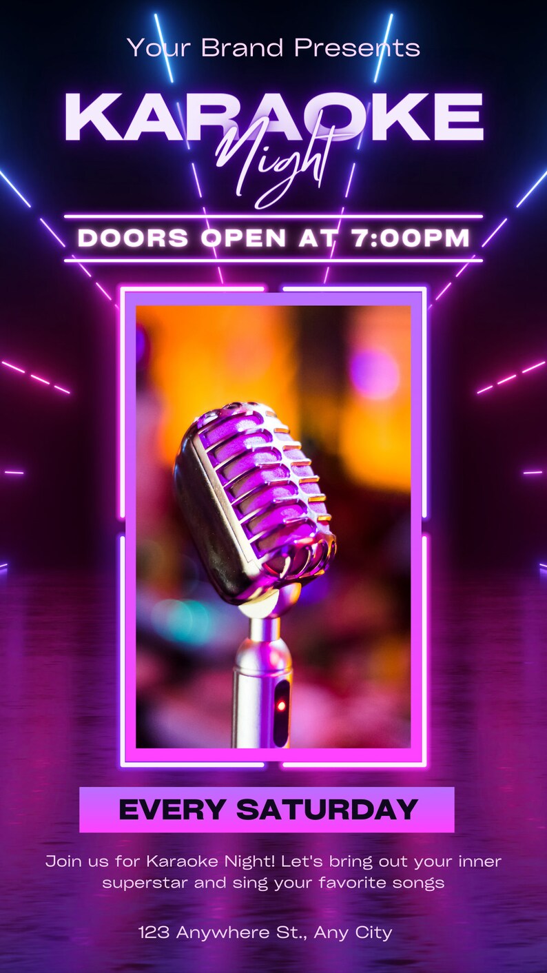 Karaoke Night Digital File Editable in Canva - Etsy
