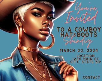 Cowboy Themed Canva Editable Digital File - Etsy