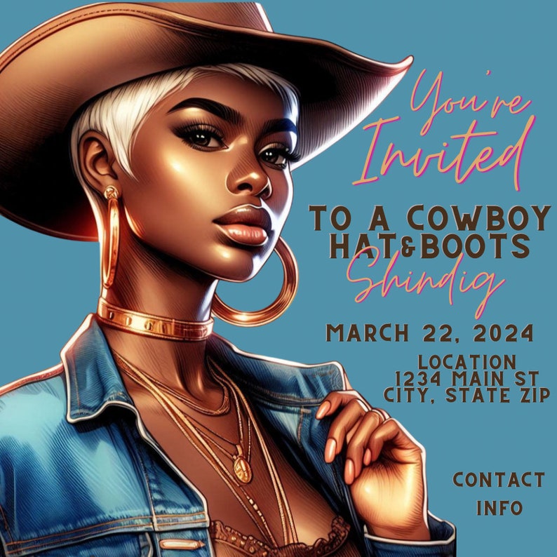 Cowboy Themed Canva Editable Digital File - Etsy