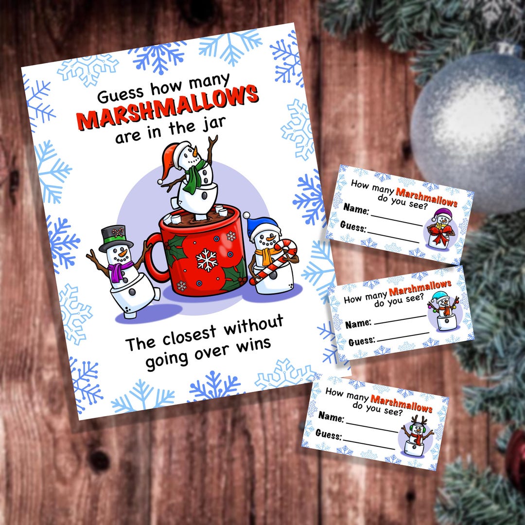 PRINTABLE Snowman Marshmallow Guessing Game - Etsy Australia