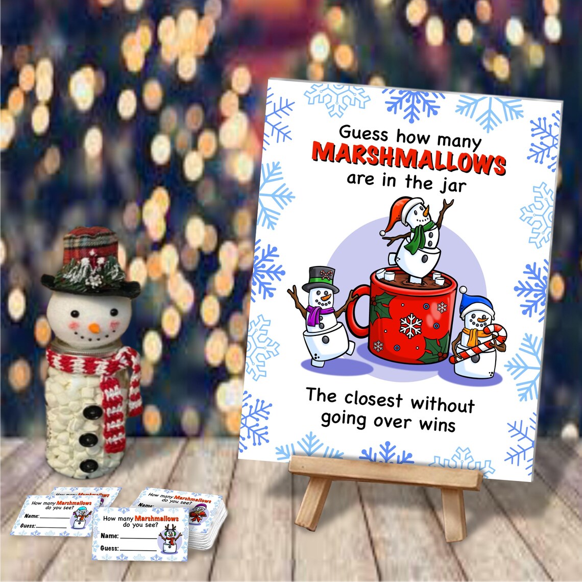 PRINTABLE Snowman Marshmallow Guessing Game - Etsy