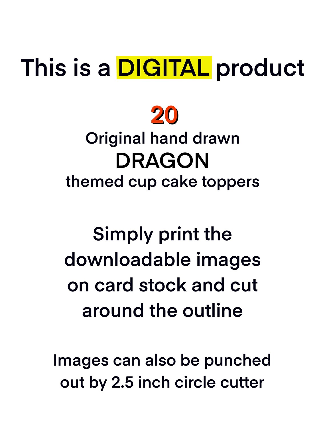 Printable DRAGON Themed Cup Cake Topper. Instant Digital Download. - Etsy