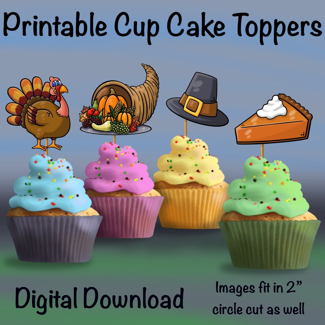 Printable THANKSGIVING Themed Cupcake Toppers - Etsy