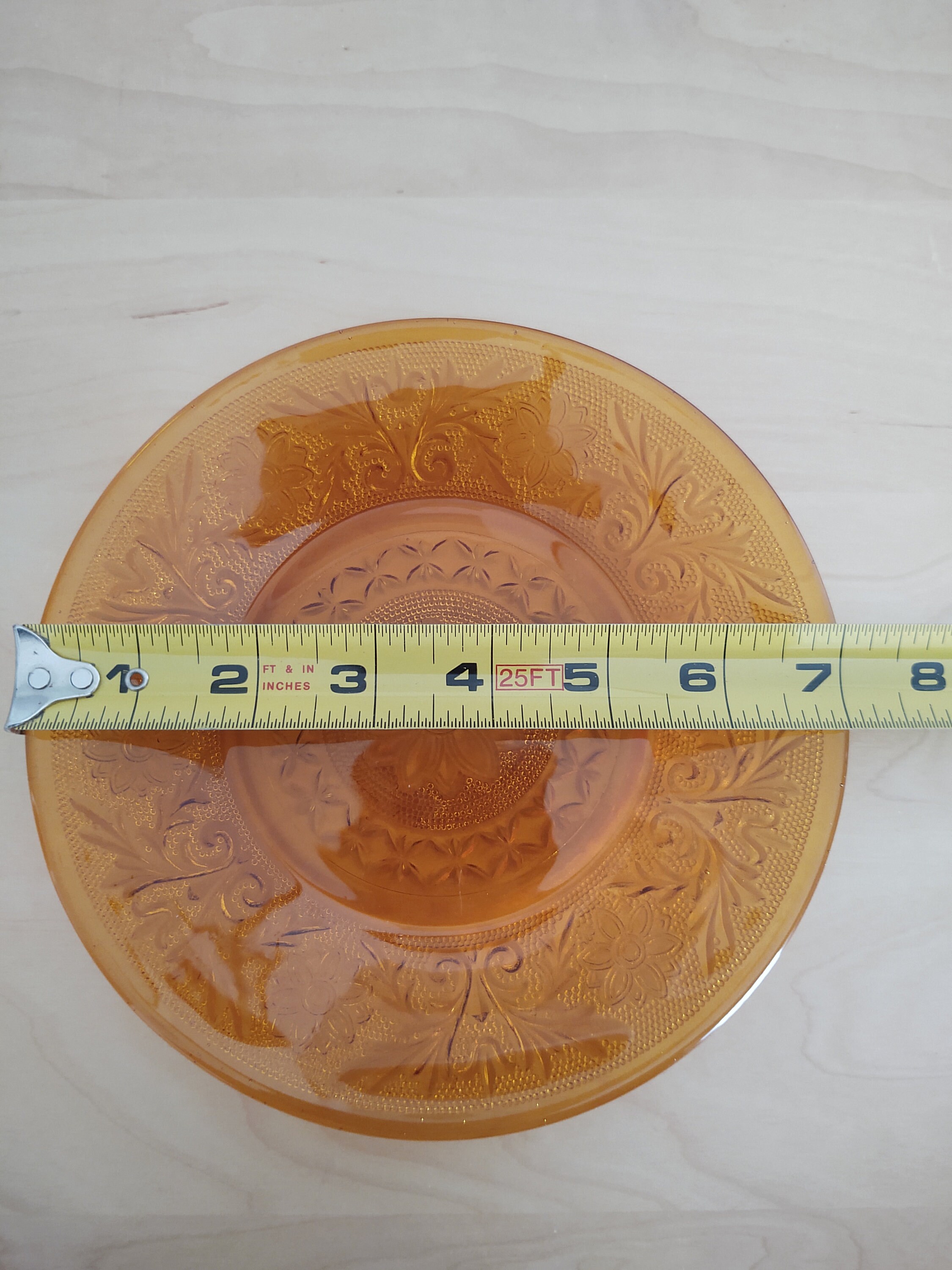 Tiara Amber Sandwich Glass Dinner Plate Snack Saucer Lunch Tray Daisy ...