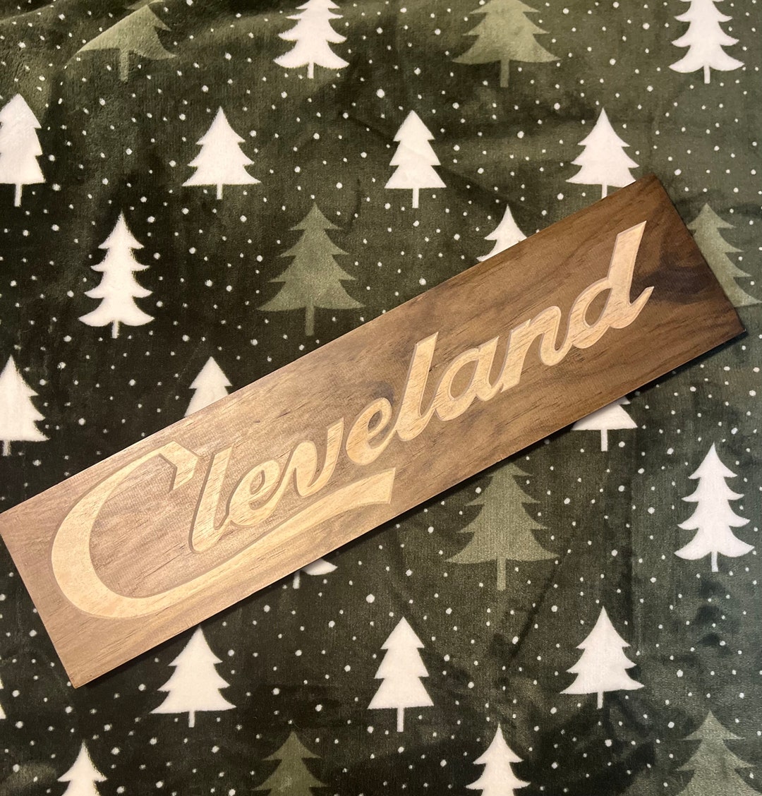 Cleveland Script Solid Carved Wood Sign - Etsy