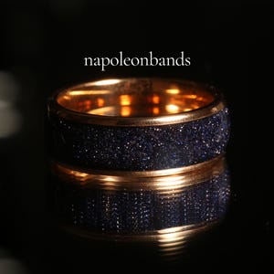 Nebula Ring Mens Wedding Band Rose Gold Tungsten Outer Space Ring Black ...