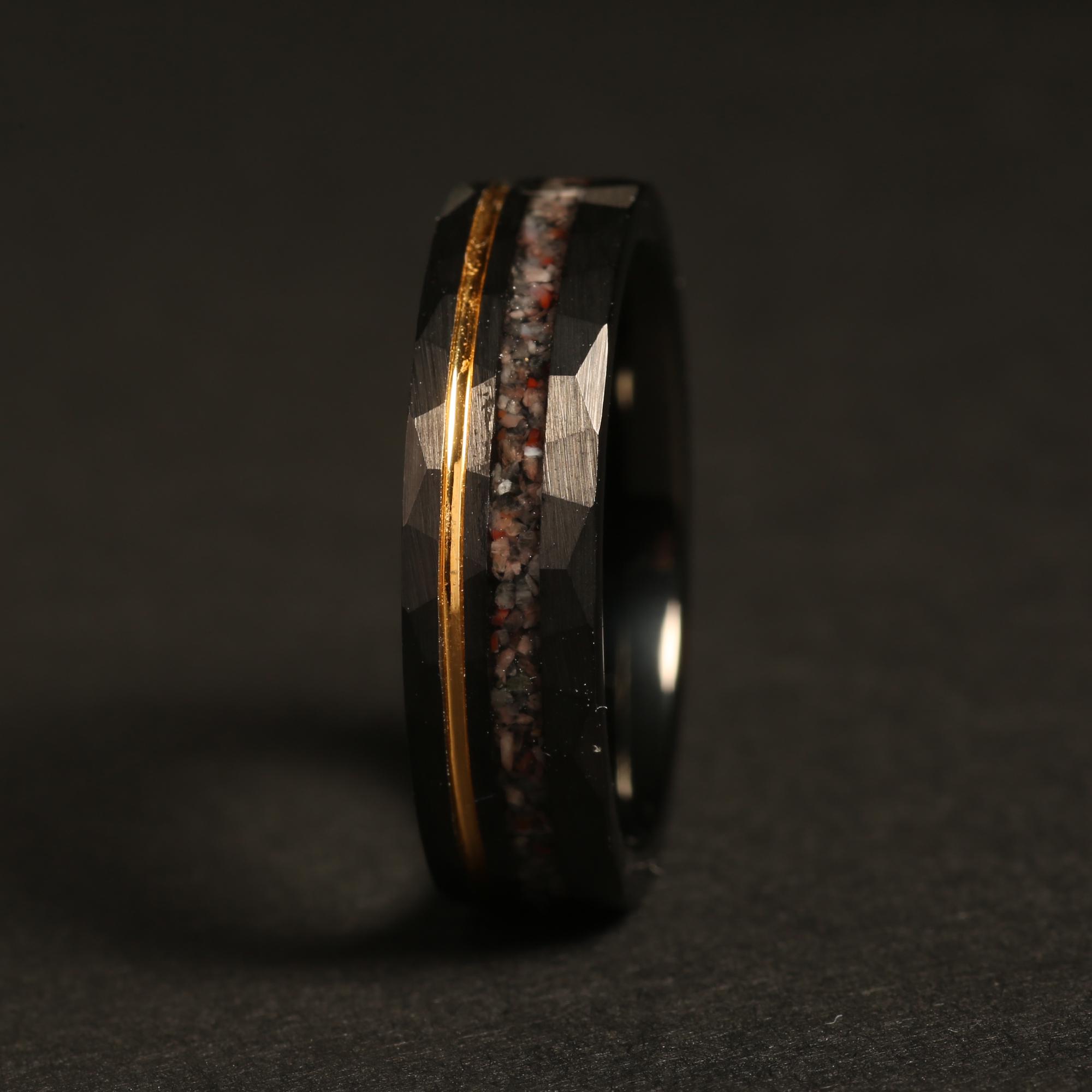 The Eden Ring - Komodo Island Pink Salt Ring Mens Wedding Band Gold ...
