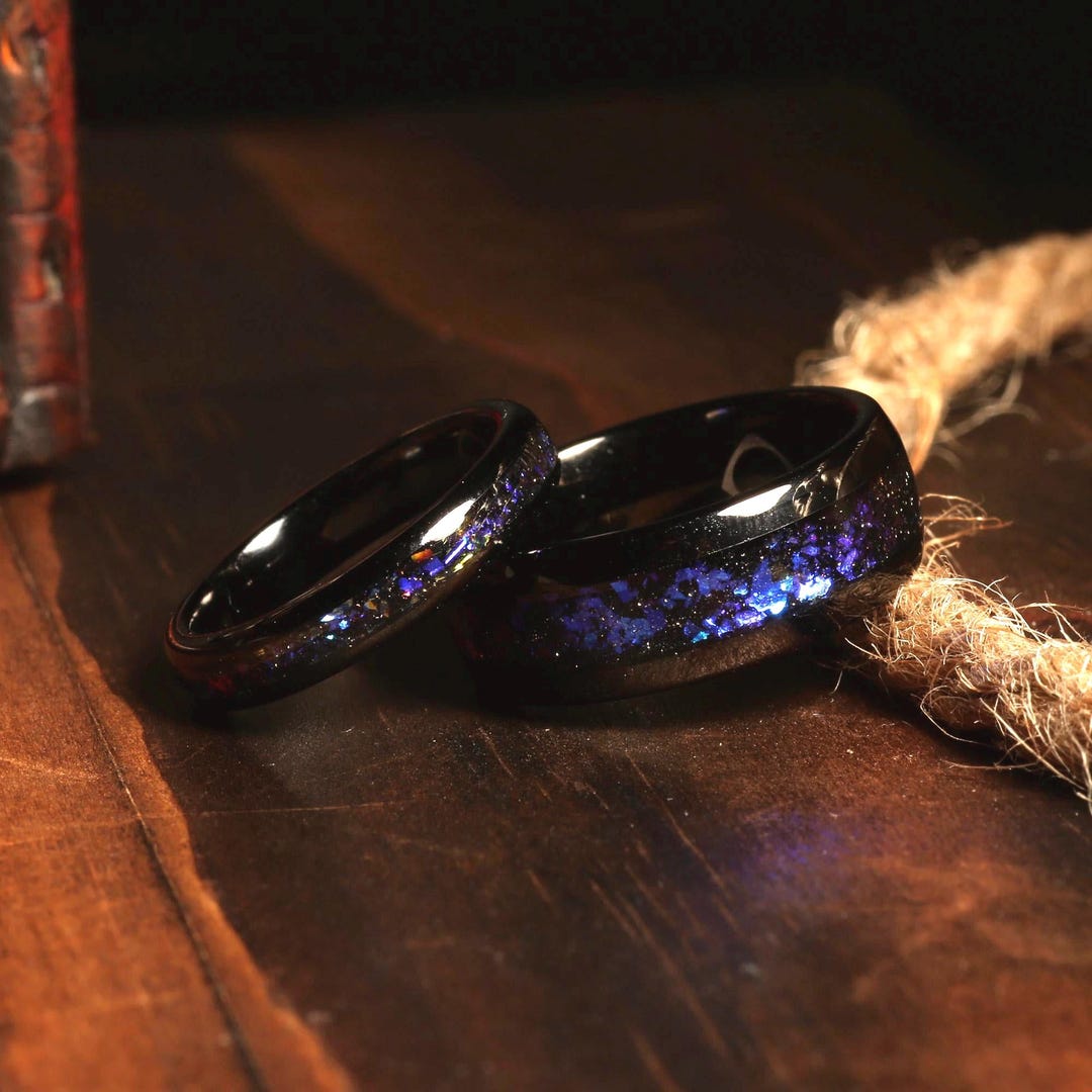 Galaxy Ring Set Nebula Couples Rings Matching Wedding Bands Unique ...