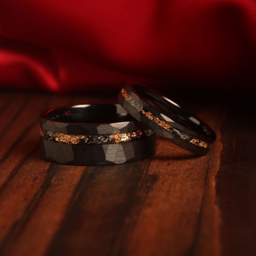 Black Couples Rings Black His and Hers Wedding Bands Rings Matching ...
