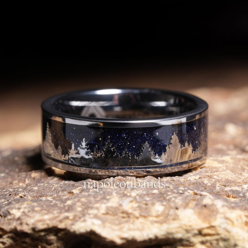 Tungsten Mens Ring Star - Etsy