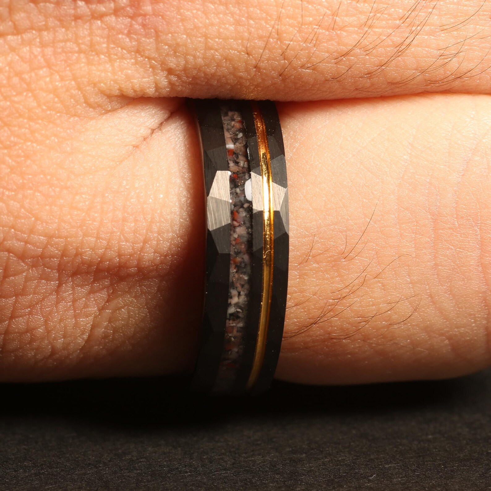 The Eden Ring - Komodo Island Pink Salt Ring Mens Wedding Band Gold ...