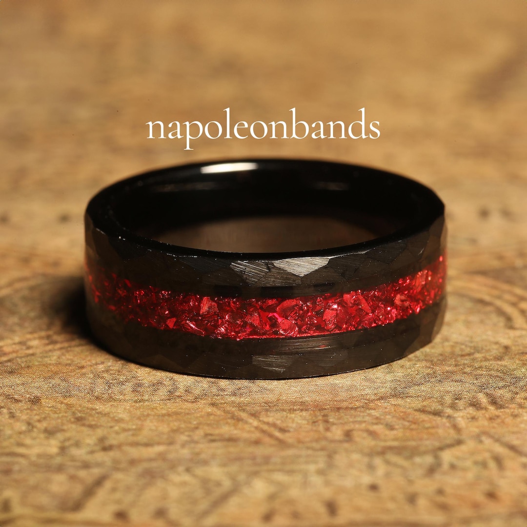 Red Ruby Ring Black Tungsten Ring Ruby Mens Wedding Ring Black Wedding ...