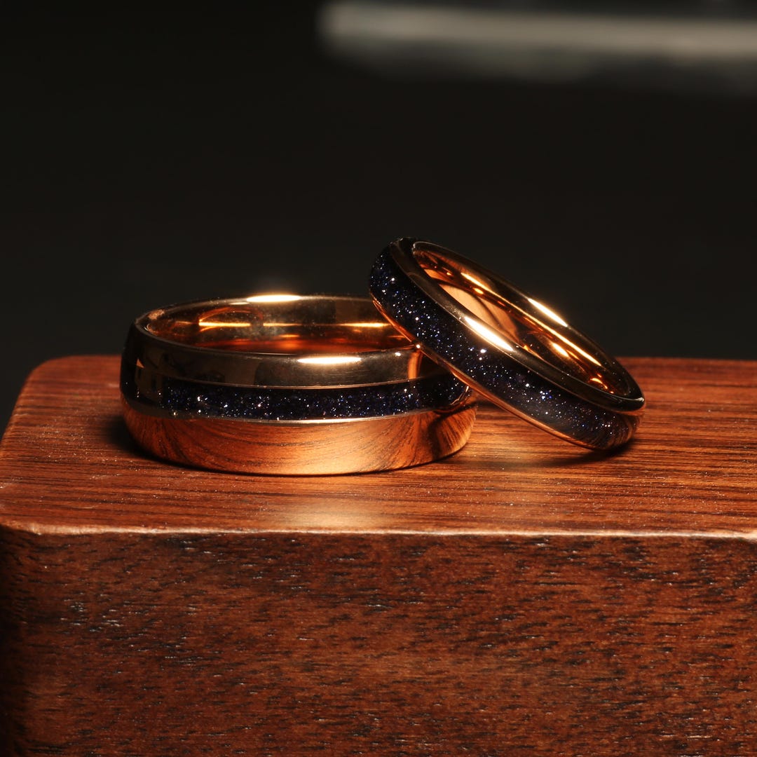 Rose Gold Couples Set Sandstone Galaxy Couples Ring Set, Sandstone ...