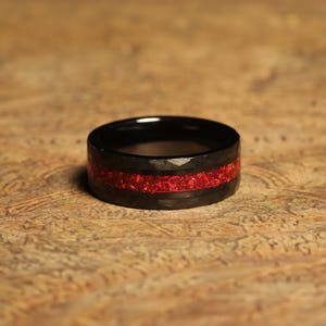Red Ruby Ring Black Tungsten Ring Ruby Mens Wedding Ring Black Wedding ...