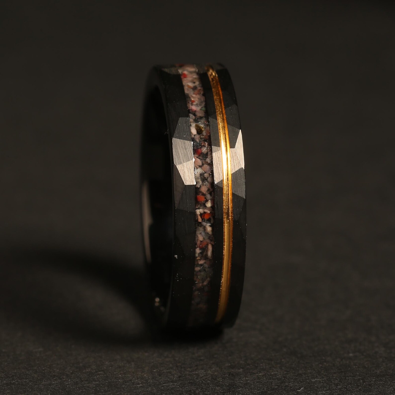 The Eden Ring - Komodo Island Pink Salt Ring Mens Wedding Band Gold ...