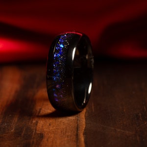 The Astronomer - Nebula Ring, Mens Wedding Ring, Black Tungsten Outer ...