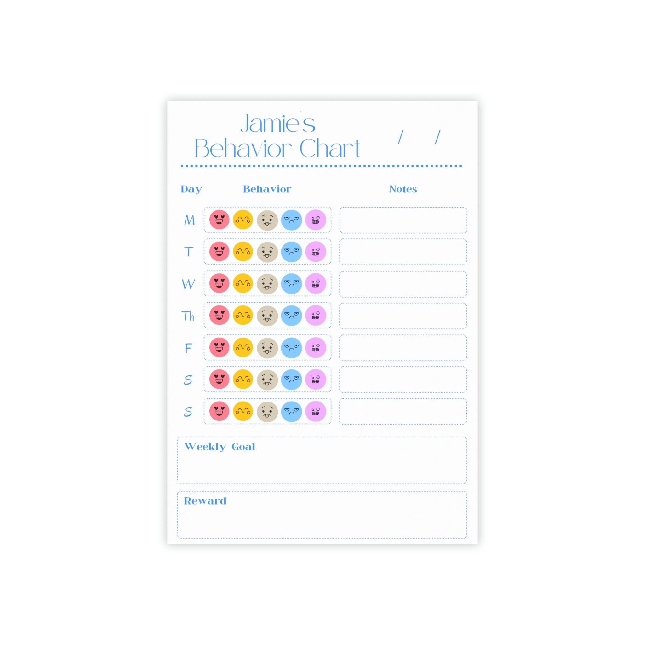 Custom Behavior Chart Post-it® Note Pads 4x6 Multiple Colors - Etsy