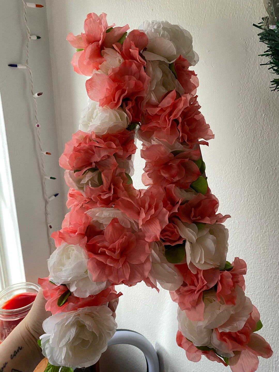 Customizable Flower Letter. Pink and White Flowers on Letter ‘A’ - Etsy