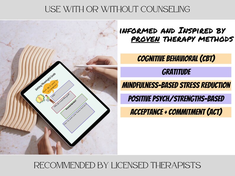 CBT Journal Therapy Worksheets and Printable Mental Health Workbook ...