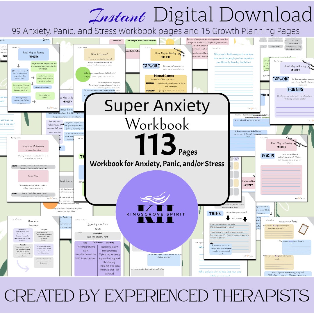 Anxiety Panic Worry Stress Printable Mental Health Therapy Activities ...