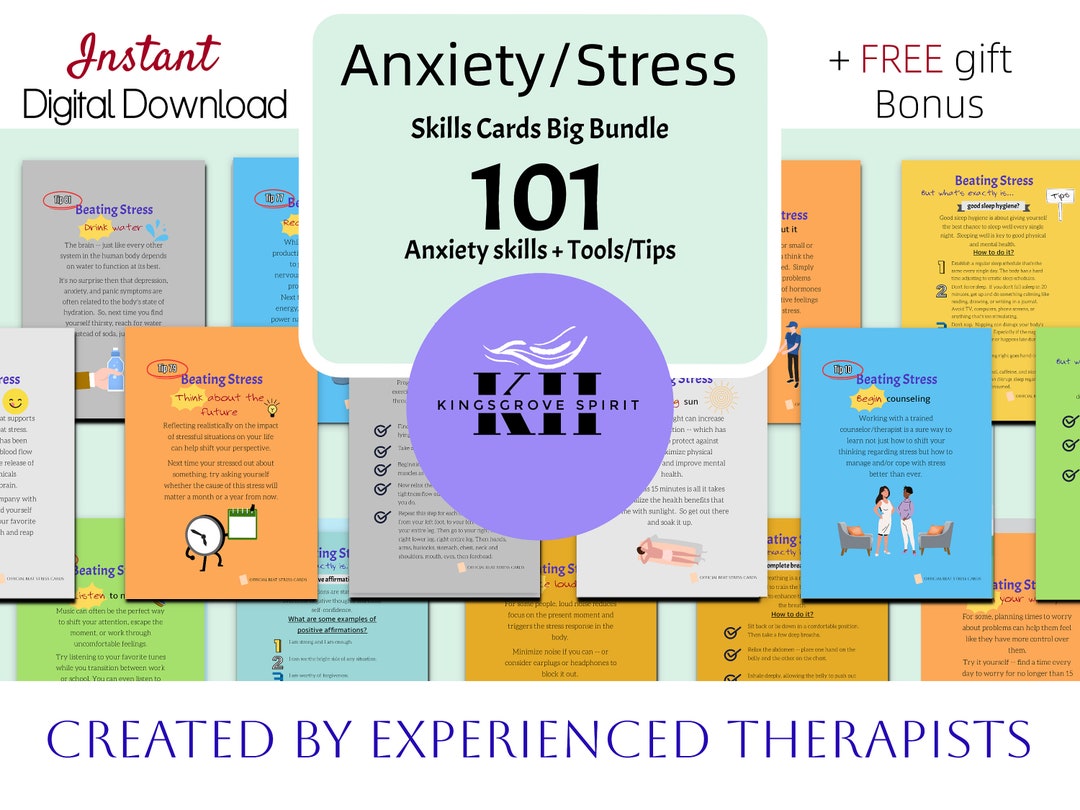 Anxiety Skills Management Flash Cards Bundle Cognitive Behavioral and ...