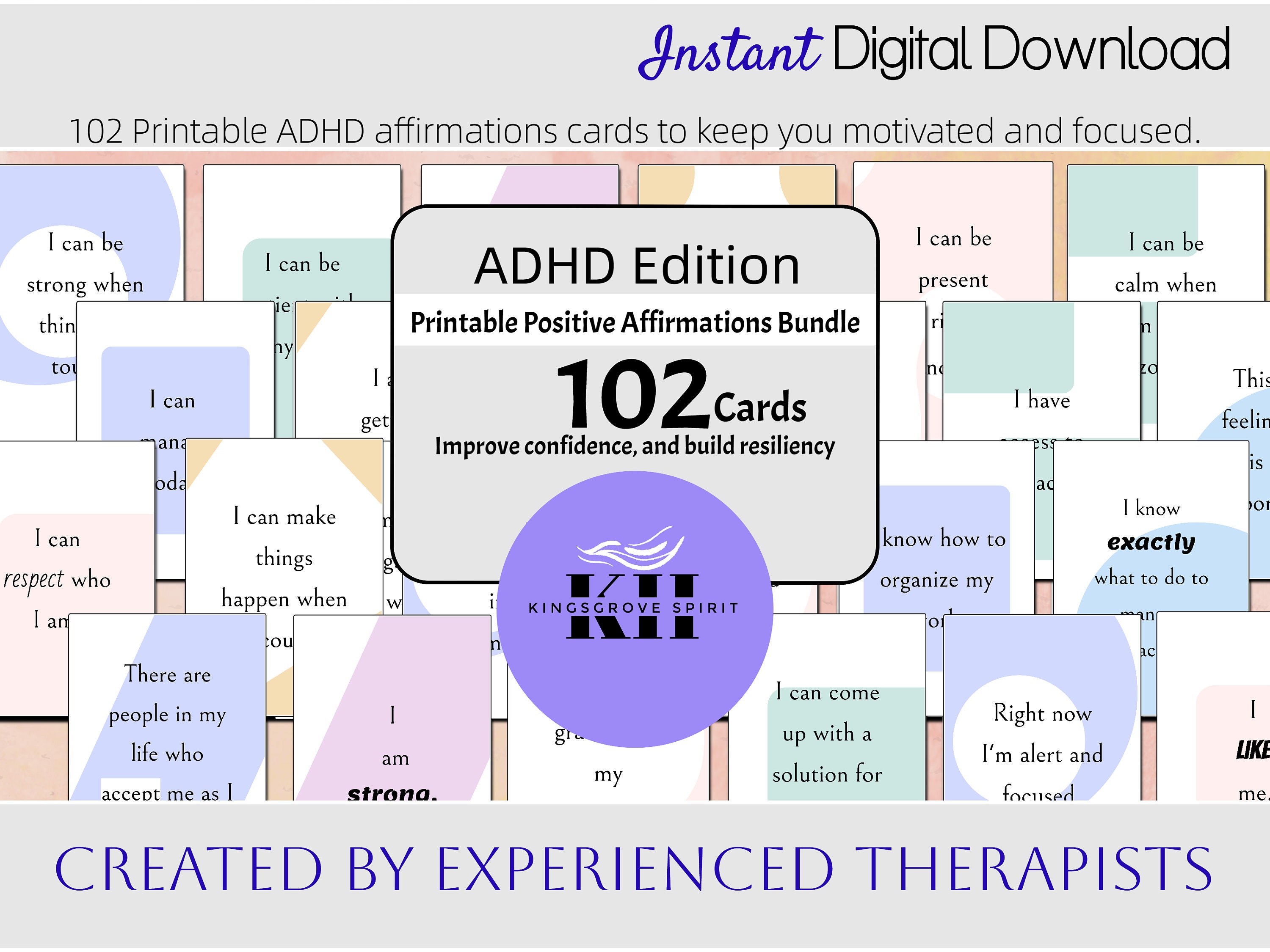 ADHD Help Printable Positive Affirmation Cards Self Care Management ...