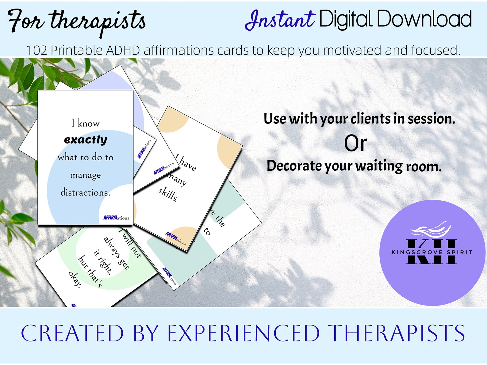 ADHD Help Printable Positive Affirmation Cards Self Care Management ...