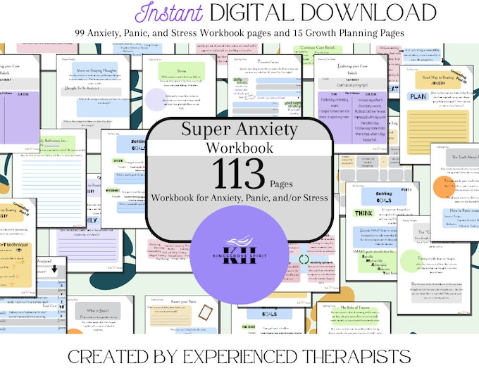 Anxiety Therapy Workbook Printable Worksheets for Panic Worry and ...
