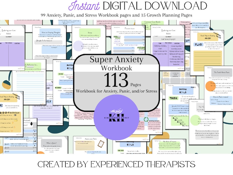 Anxiety Therapy Workbook Printable Worksheets for Panic Worry and ...