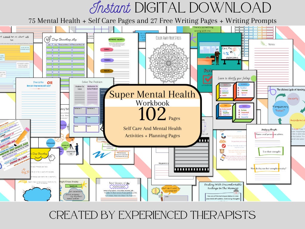 CBT Therapy Worksheets Complete Bundle for Anxiety Panic Stress Worry ...