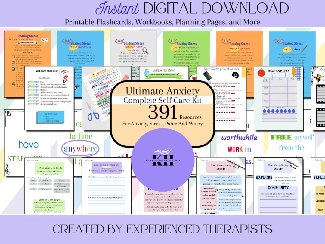 Therapy Worksheets CBT Ultimate Self Care Bundle for Anxiety Stress ...