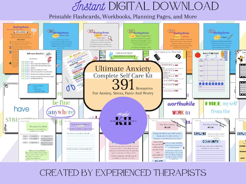 Therapy Worksheets CBT Ultimate Self Care Bundle for Anxiety Stress ...
