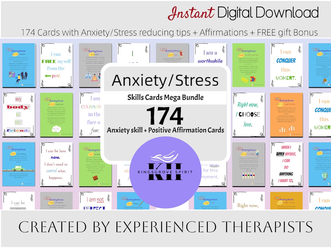 Anxiety Stress Skill Flashcard Mega Bundle Positive Affirmations Stress ...