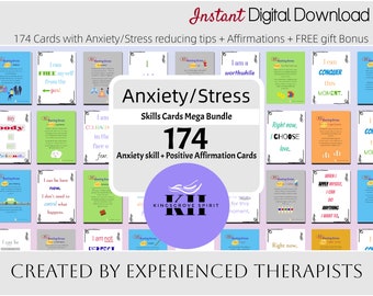 Anxiety Stress Skill Flashcard Mega Bundle Positive Affirmations Stress ...