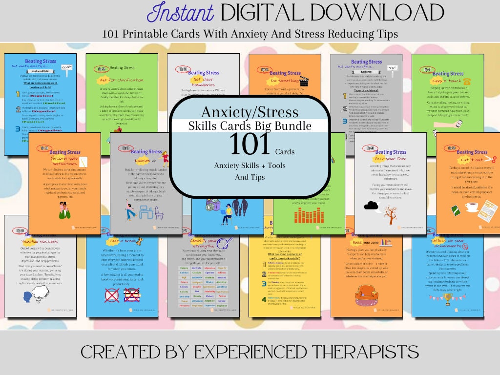 CBT Therapy Worksheets Complete Bundle for Anxiety Panic Stress Worry ...