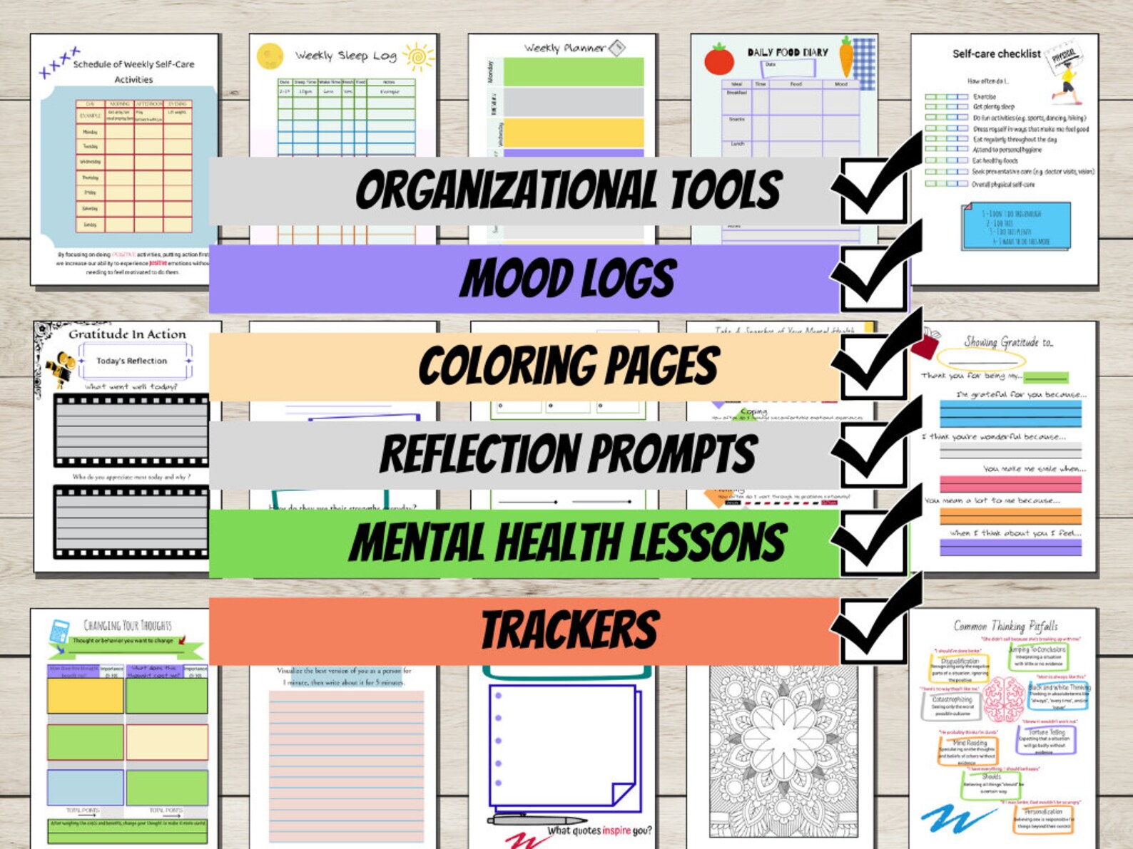 CBT Journal Therapy Worksheets and Printable Mental Health Workbook ...