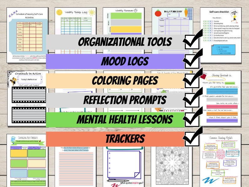 CBT Journal Therapy Worksheets and Printable Mental Health Workbook ...