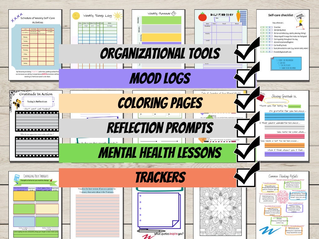 CBT Journal Therapy Worksheets and Printable Mental Health Workbook ...