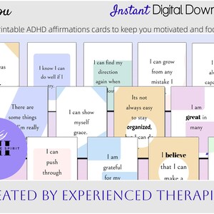 ADHD Help Printable Positive Affirmation Cards Self Care Management ...