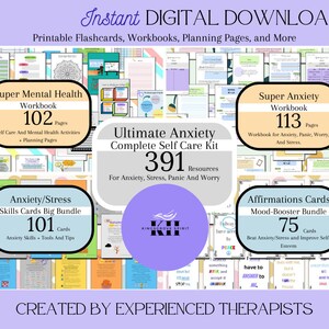 Therapy Worksheets CBT Ultimate Self Care Bundle for Anxiety Stress ...