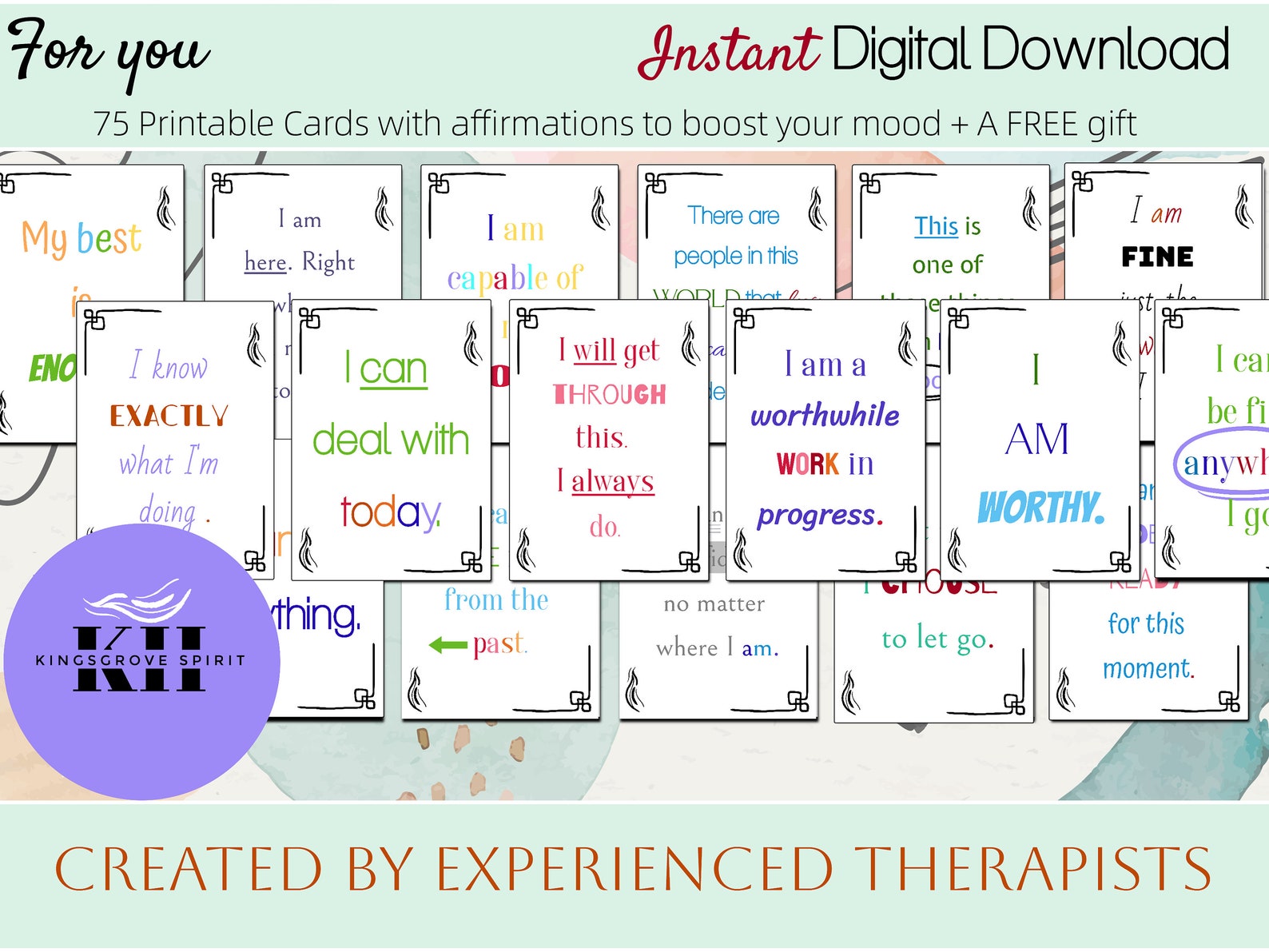 Printable Positive Affirmation Cards for Anxiety, Stress, Depression ...