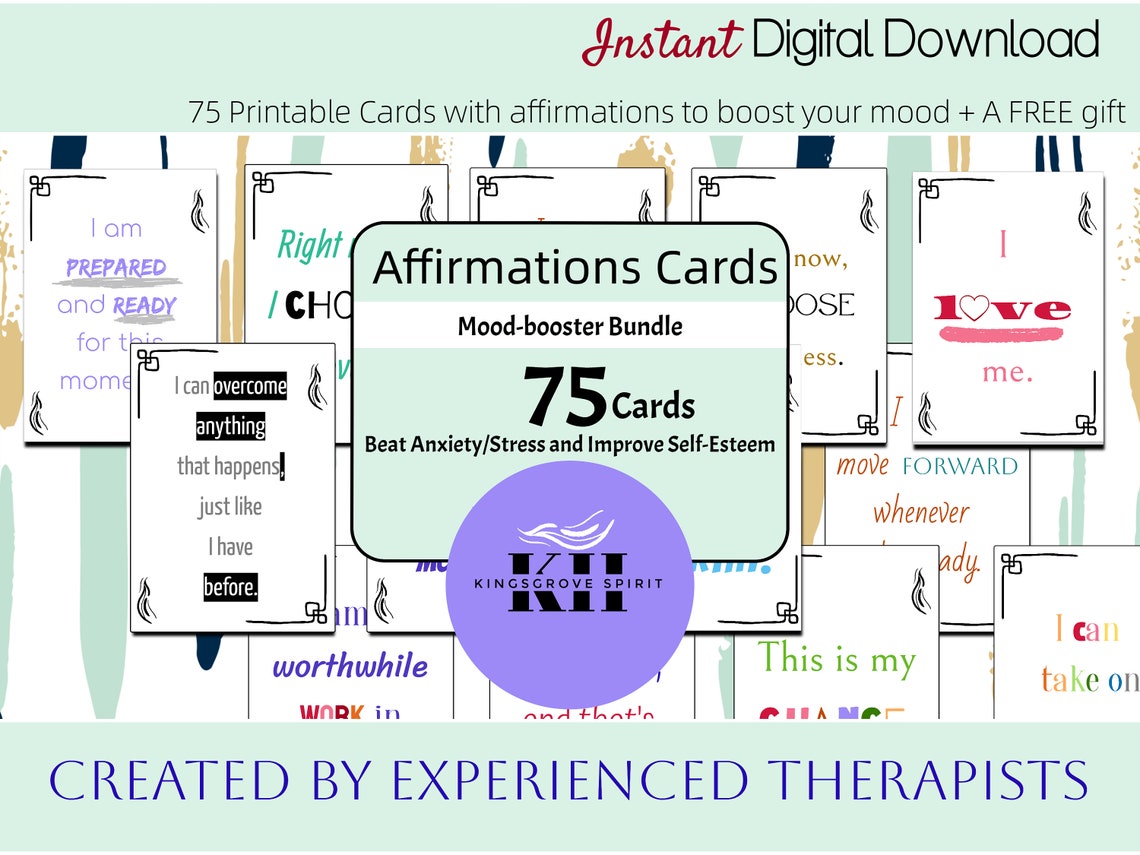 Printable Positive Affirmation Cards for Anxiety, Stress, Depression ...