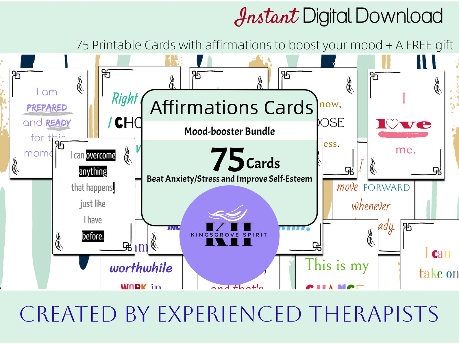 Printable Positive Affirmation Cards for Anxiety, Stress, Depression ...