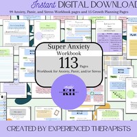 Anxiety Therapy Workbook Printable Worksheets for Panic Worry and ...