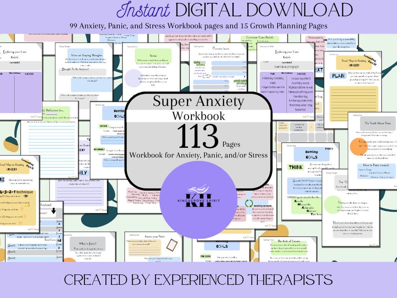 Anxiety Panic Worry Stress Printable Mental Health Therapy Activities ...