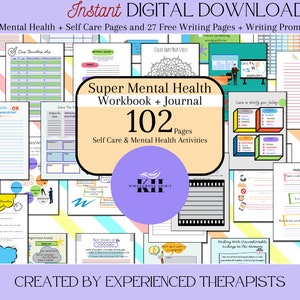CBT Journal Therapy Worksheets and Printable Mental Health Workbook ...